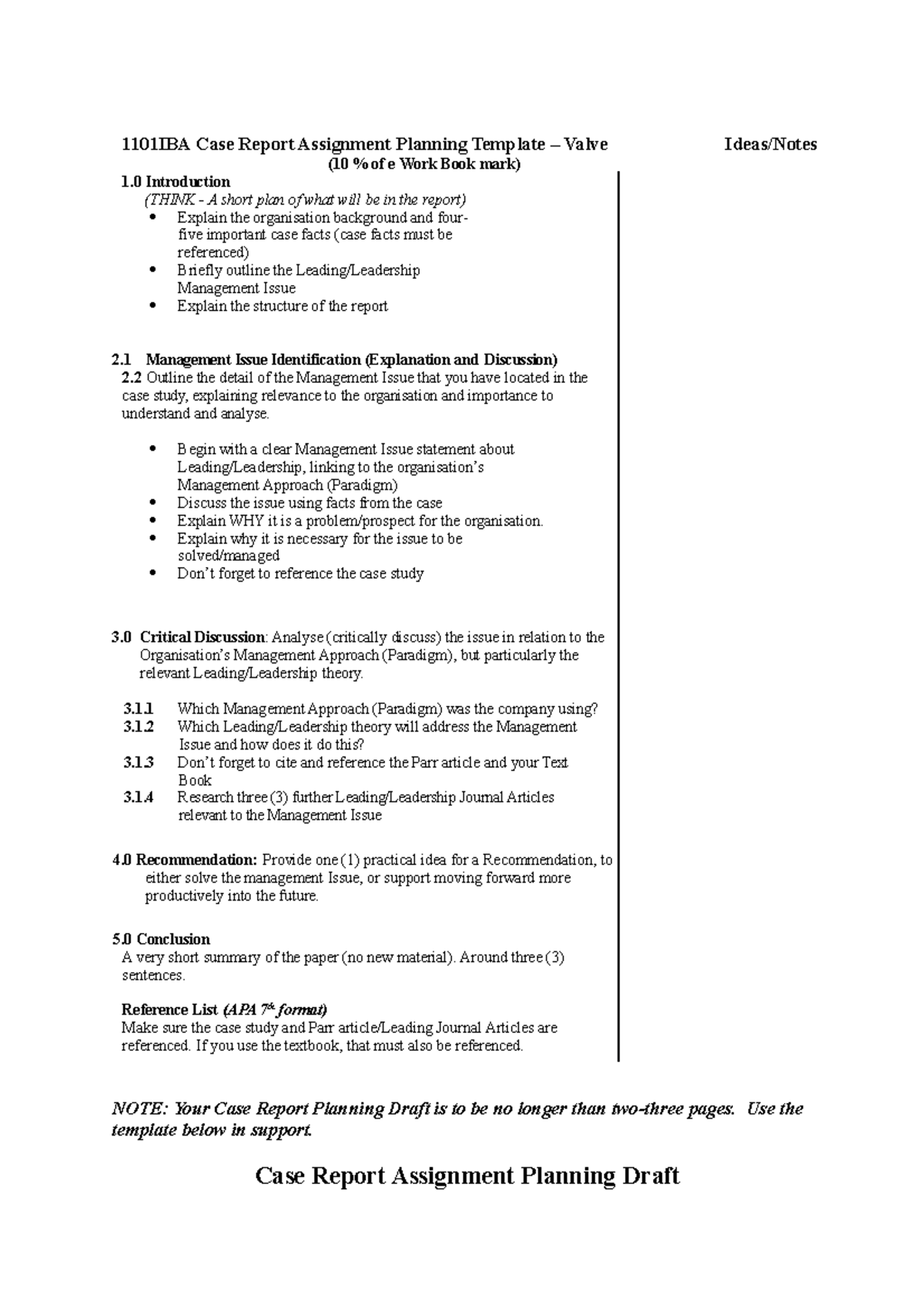 1101IBA Case Report Assignment Planning Template Tri 2 20 Vs 2 ...