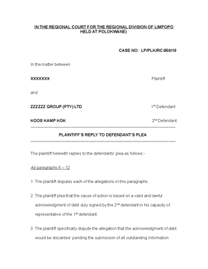Application to Set Aside an irregular step Rule 60A - IN THE ...