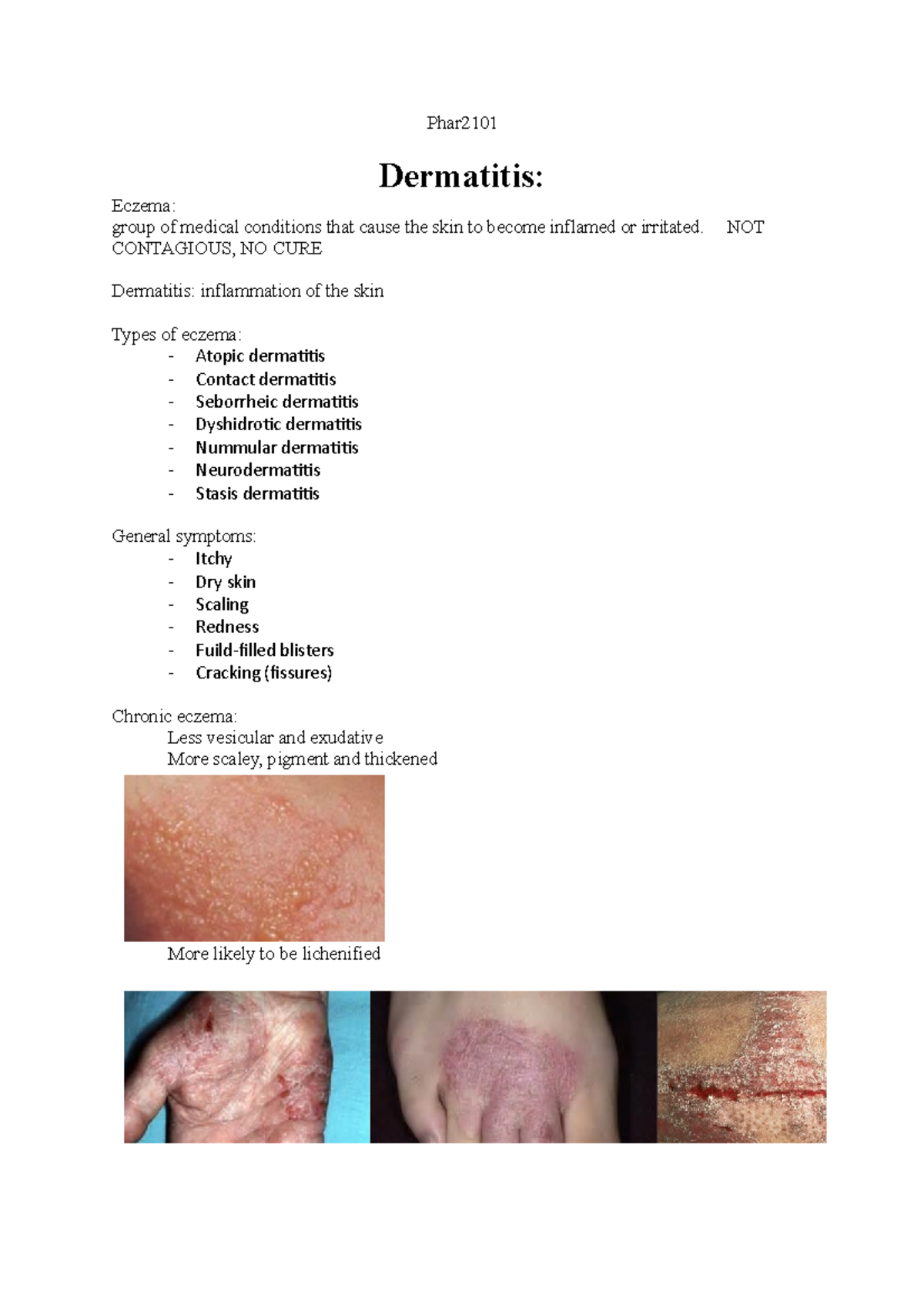 Derm - 2011 - Phar Dermatitis: Eczema: group of medical conditions that ...