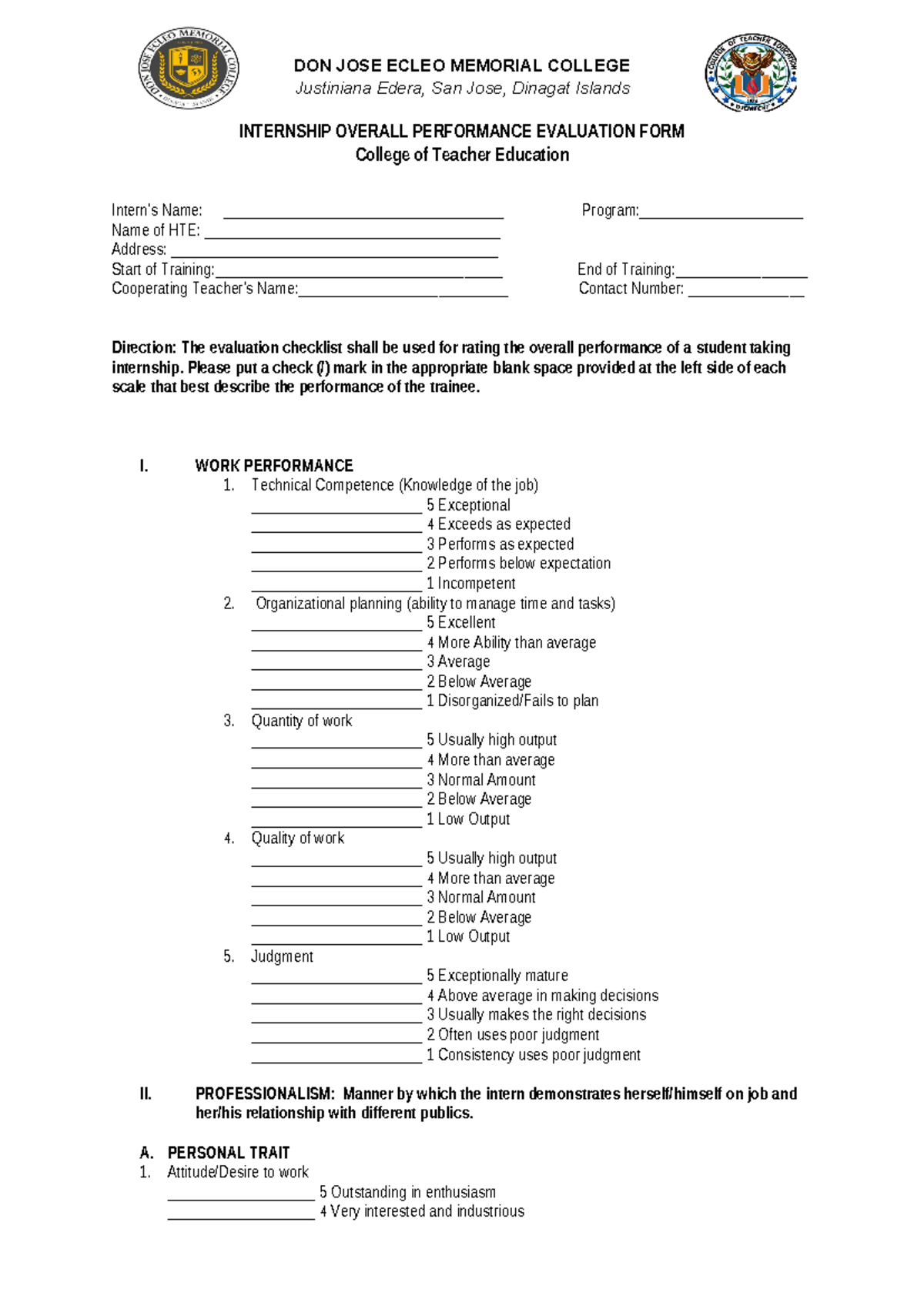 Internship- Overall- Performance- Evaluation-FORM-2023 - Justiniana ...