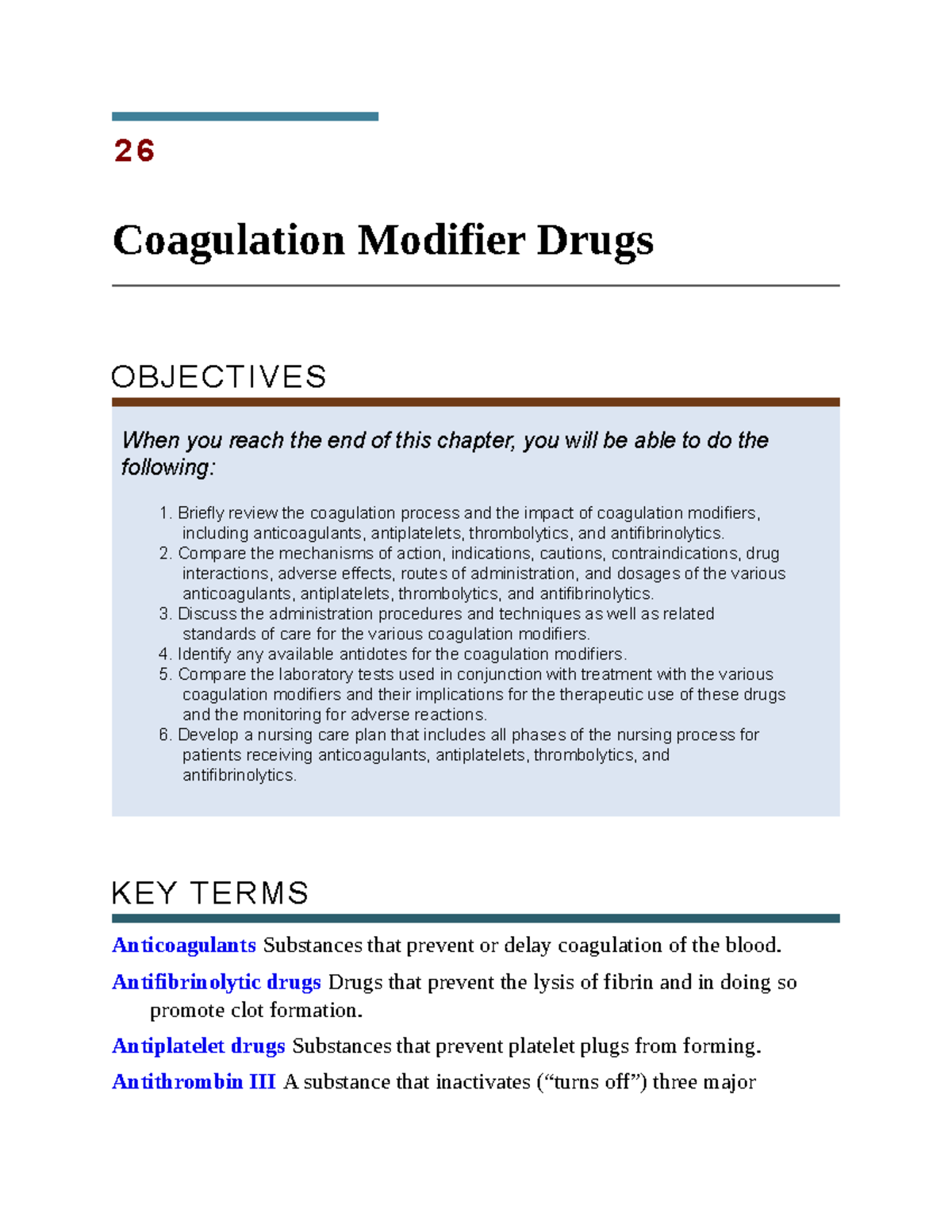 Ch 26 coag modifiers - pharmacology foundations anticoagulation meds ...