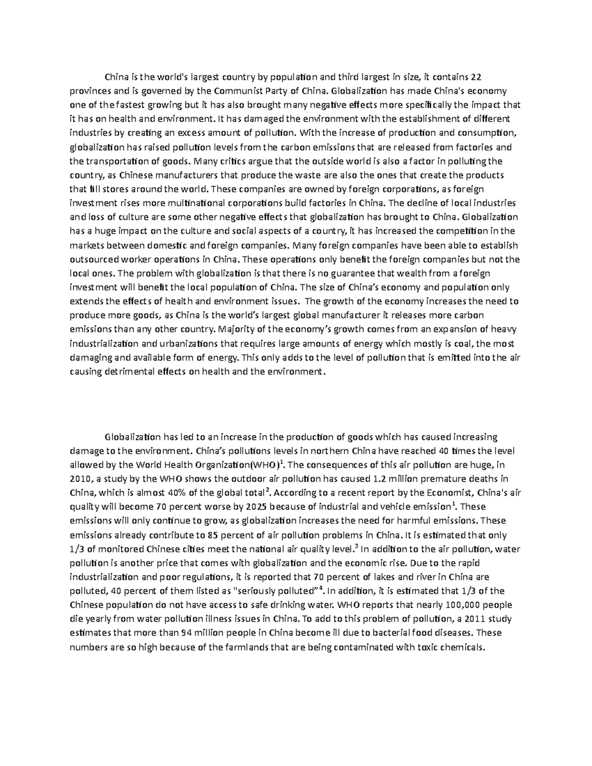 Geo Final Essay - China is the world's largest country by population ...