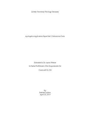 Book Application Paper 2 Livermore. - Liberty University Theology ...