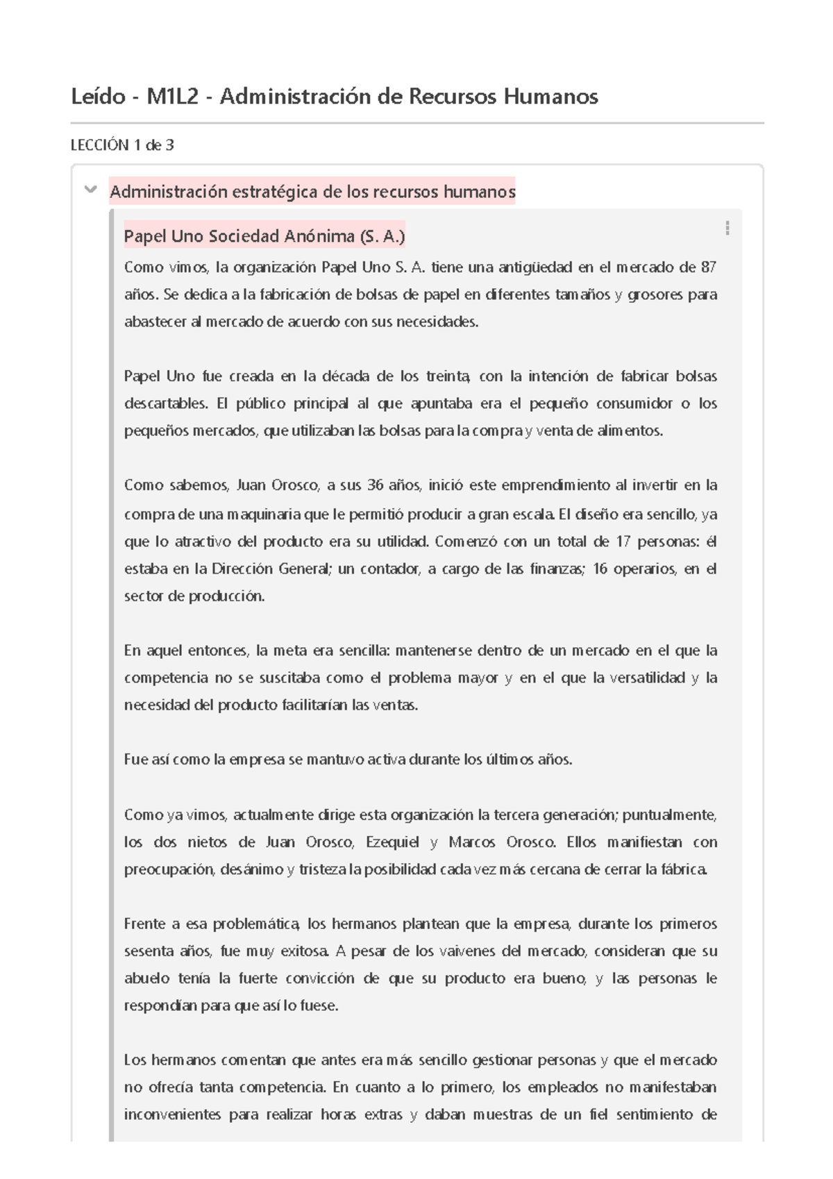 Leído - M1L2 - Administración de Recursos Humanos - Leído - M1L2 - Administración de Recursos ...