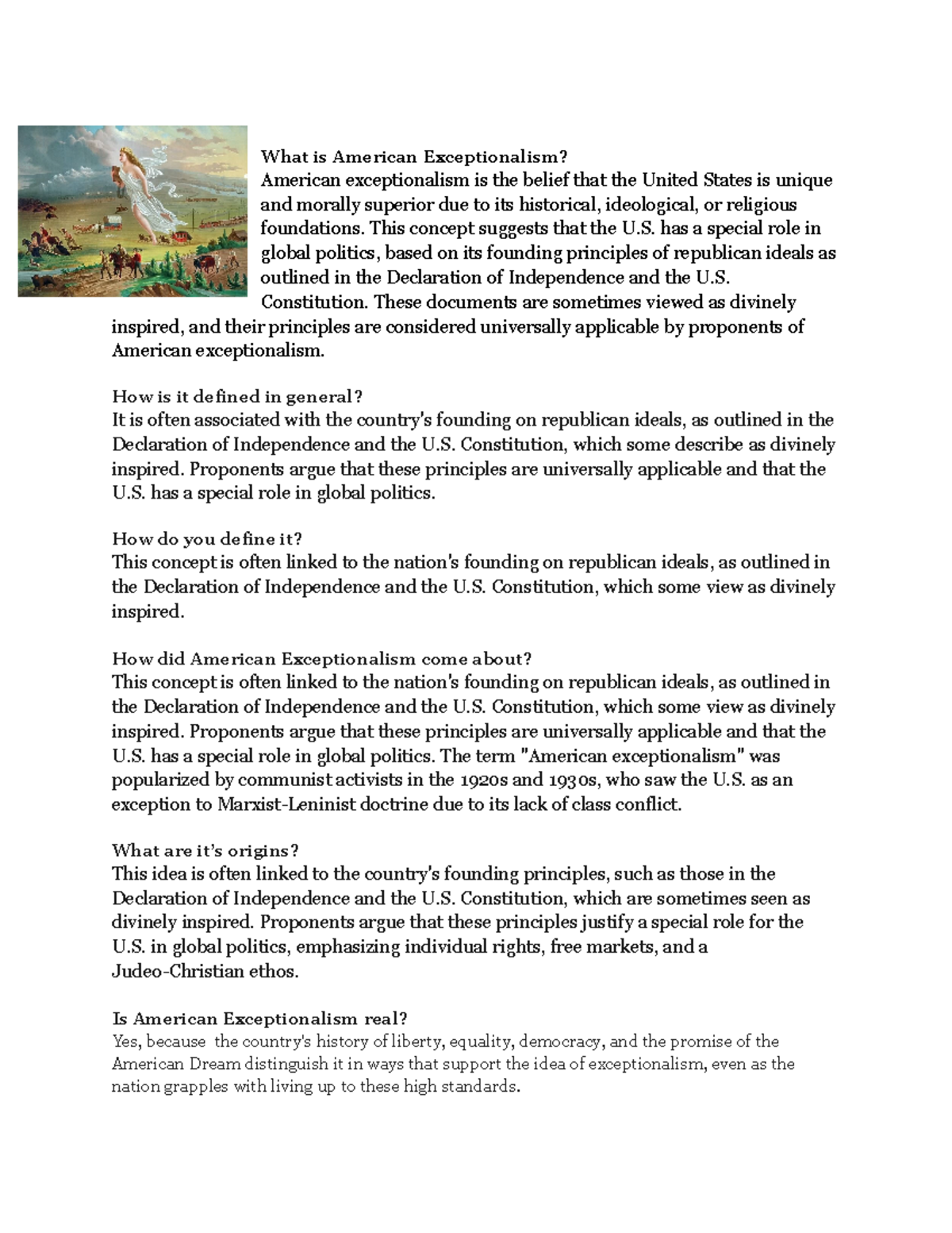 History Project Manifest destiny - What is American Exceptionalism ...