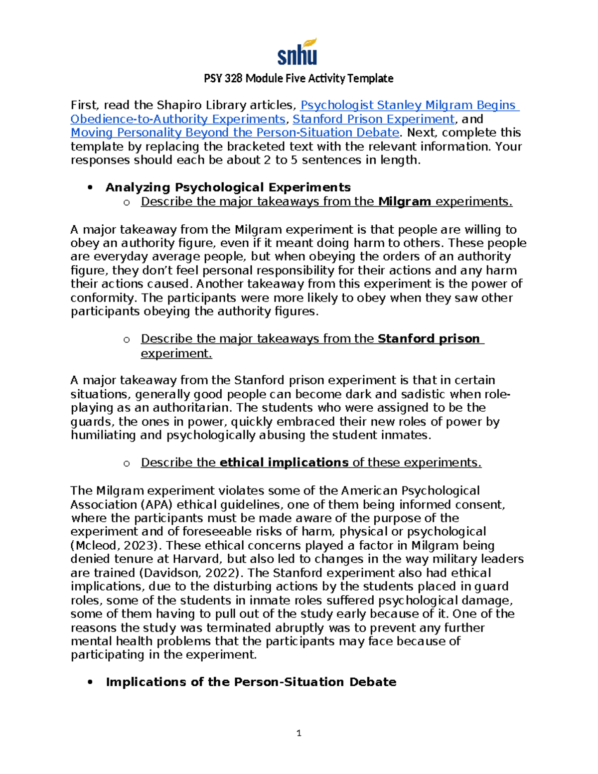 Module Five Activity - Next, complete this template by replacing the ...