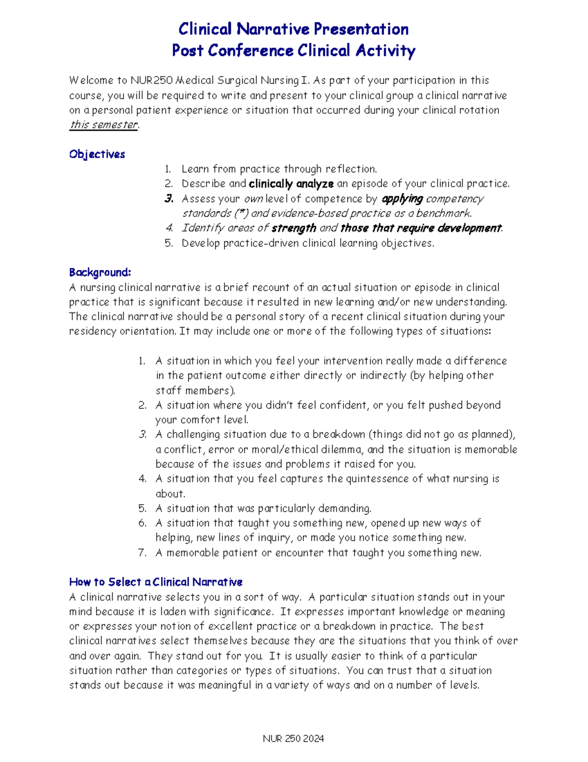 guide presentation - Clinical Narrative Presentation Post Conference ...