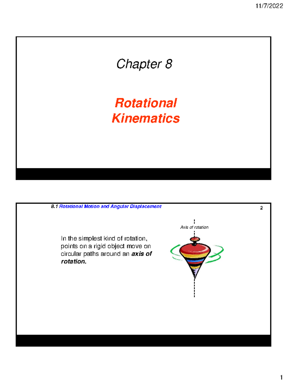 CH 8 -new-Rot Kinematics - Chapter 8 Rotational Kinematics 8 Rotational Motion and Angular - Studocu