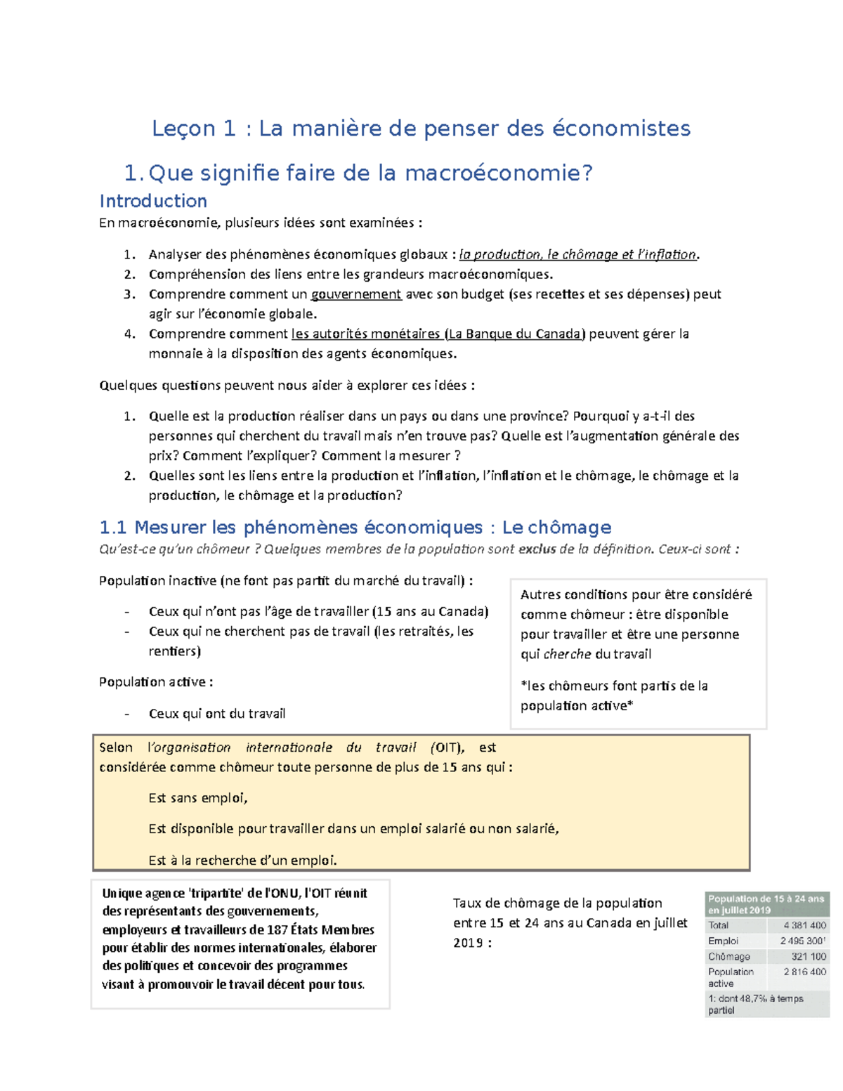 Lecon 1 - Notes de cours en francais - Leçon 1 : La manière de penser ...