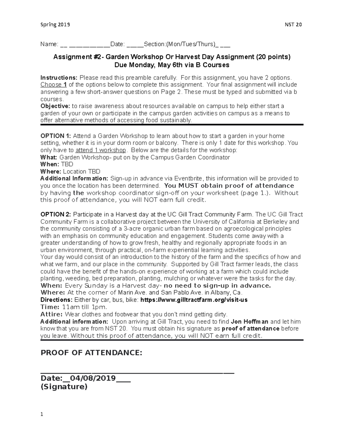 A 6 Garden Assignment - Spring 2019 NST 20 Name: __ ____________Date ...