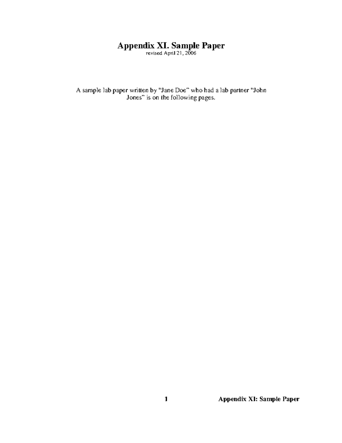 Physics 121 Sample Lab Report - 1 Appendix XI: Sample Paper Appendix XI ...