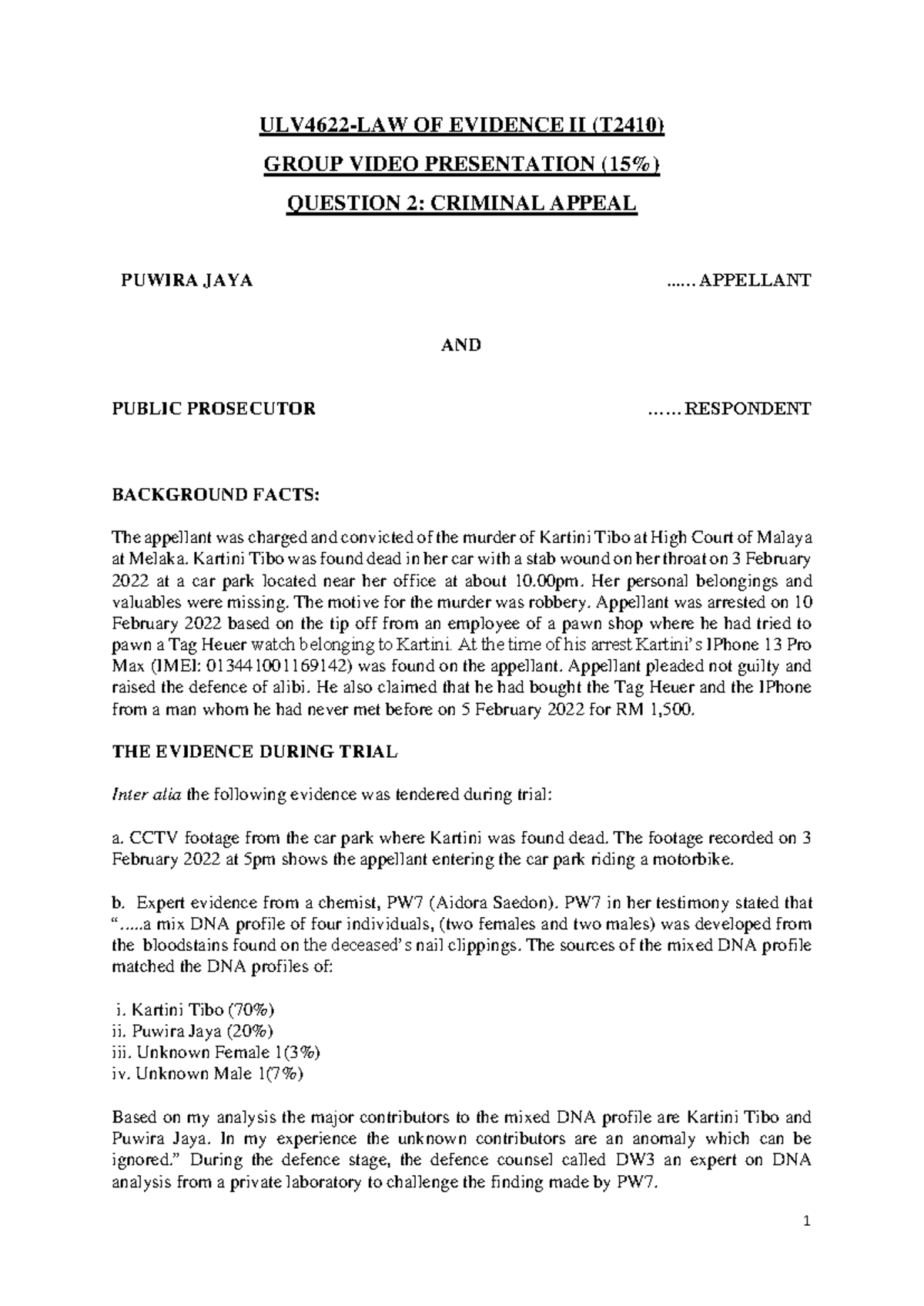 Video Presentation Q2 - 1 ULV46 22 - LAW OF EVIDENCE II (T2 41 0) GROUP ...