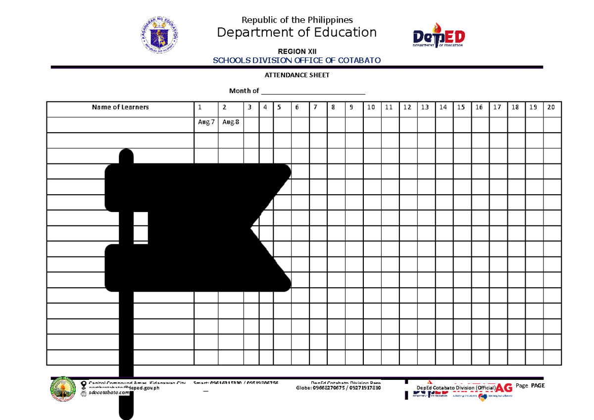 Pupils Attendance Sheet - Republic of the Philippines Department of ...