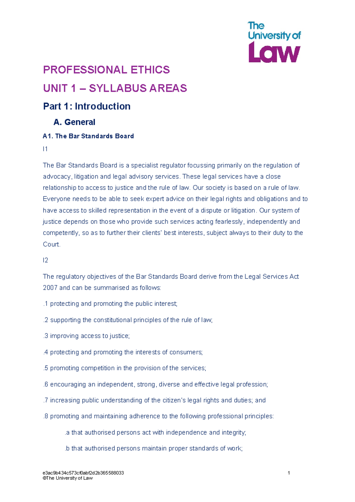 Ethics Syllabus (Handbook) - PROFESSIONAL ETHICS UNIT 1 – SYLLABUS ...