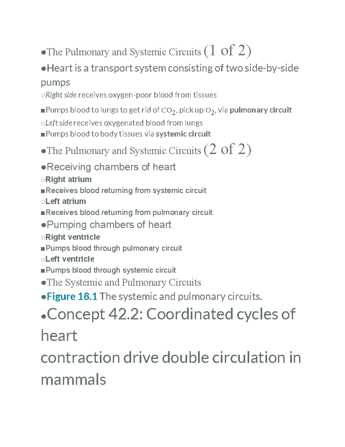 Heart Unit 2 - Notes - The Pulmonary and Systemic Circuits (1 of 2 ...