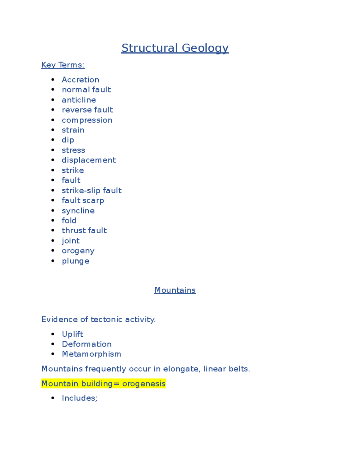 Structural geology - Structural Geology Key Terms: Accretion normal ...