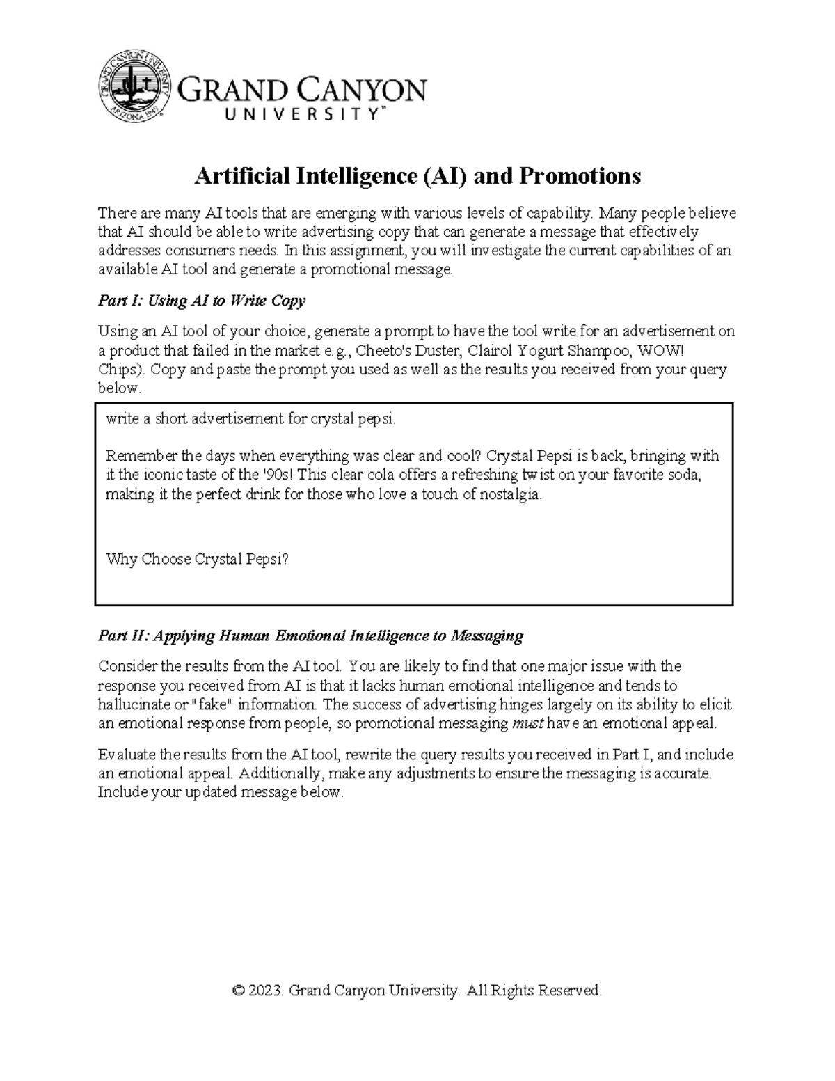 MKT-315-RS-T6-AI-And-Promotions course work assignment - Artificial ...