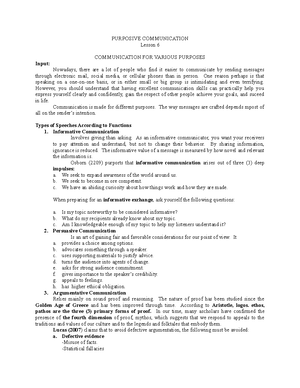 COMMUNICATION PRINCIPLES, PROCESSES, AND ETHICS - Purposive ...