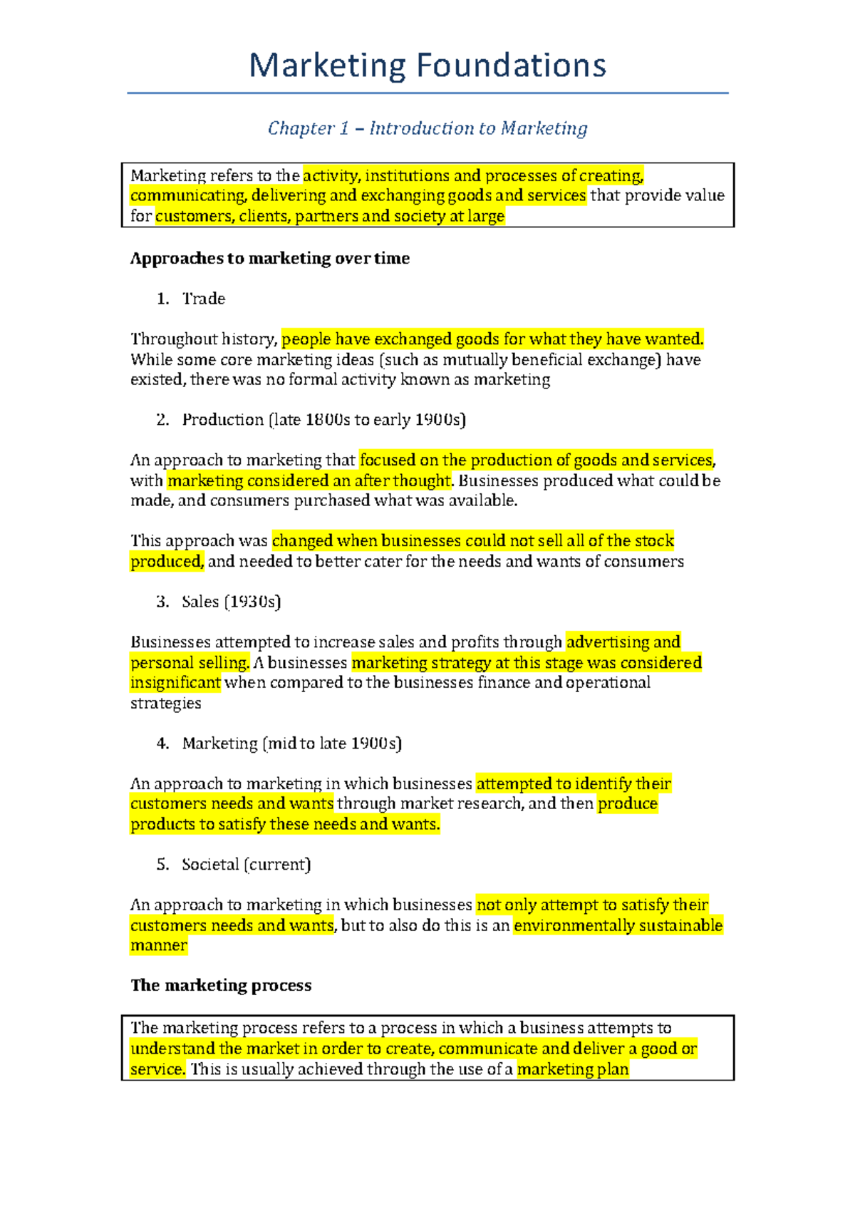 Marketing Foundation Notes - Marketing Foundations Chapter 1 ...