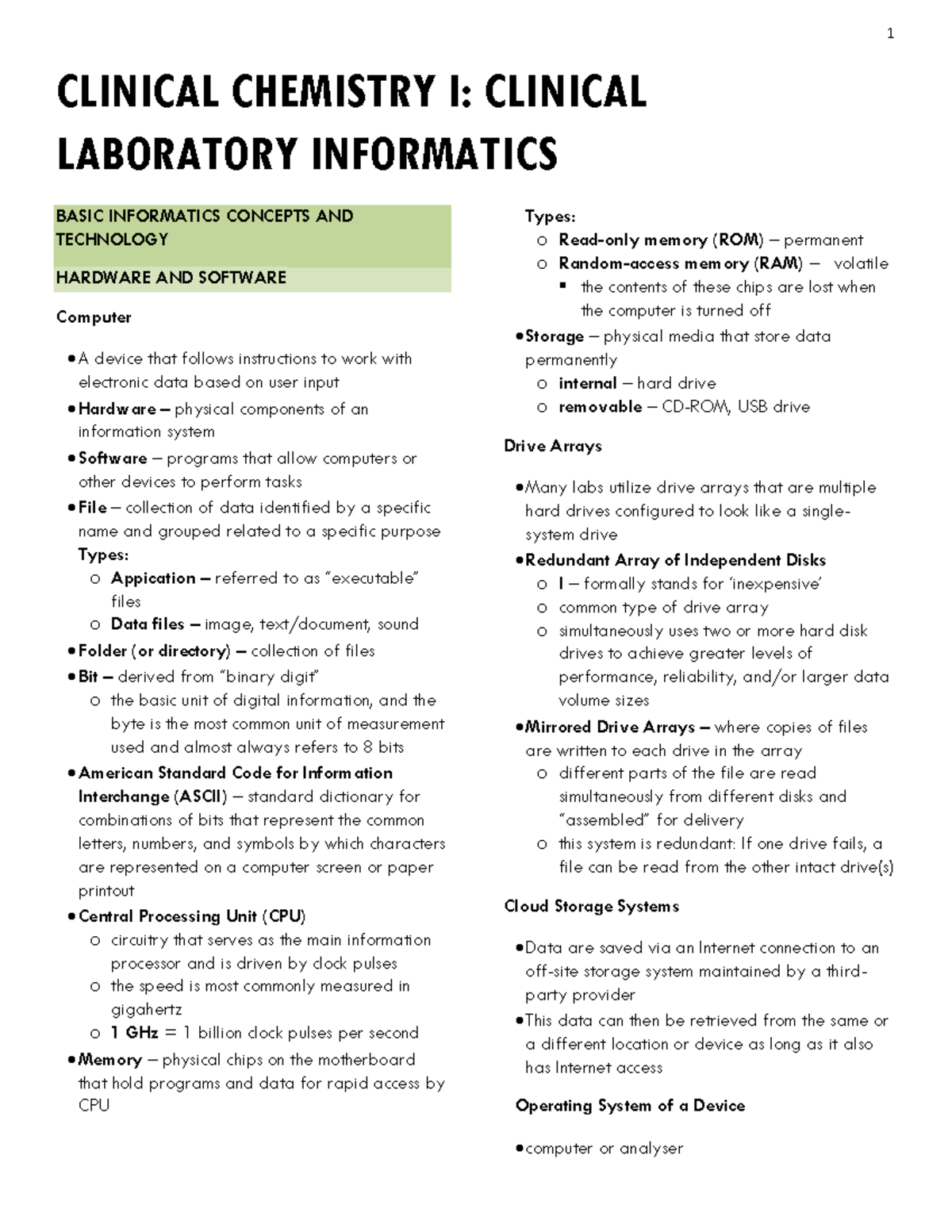 7 Laboratory Informatics - CLINICAL CHEMISTRY I: CLINICAL LABORATORY INFORMATICS BASIC ...