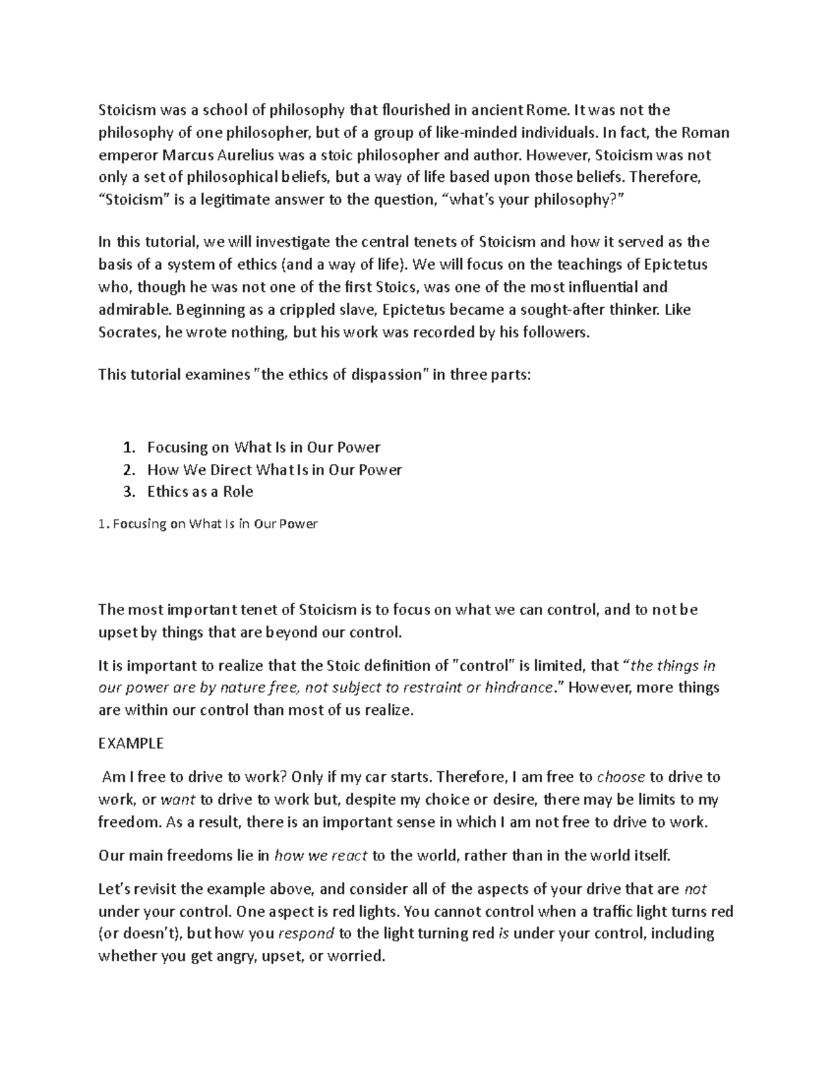 Learn 3 - notes - Stoicism was a school of philosophy that flourished ...