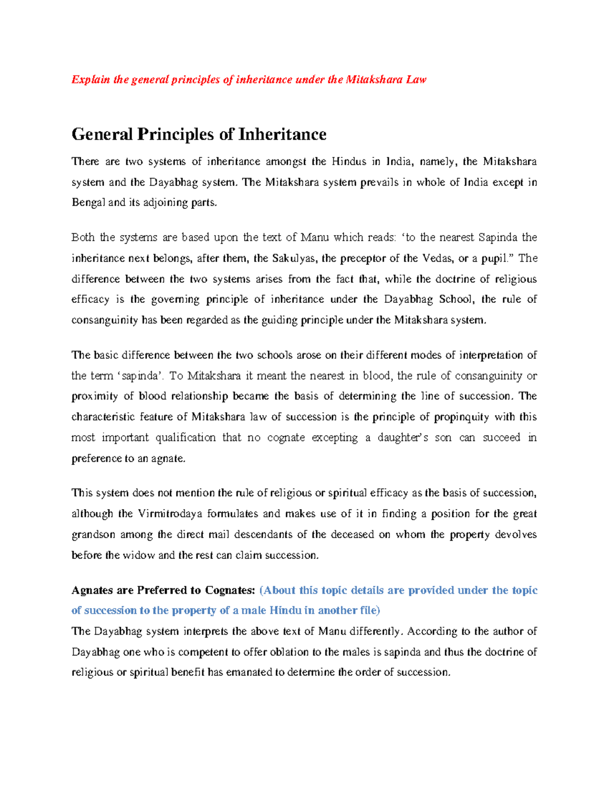 Unit IV principles of inheritance - Explain the general principles of ...