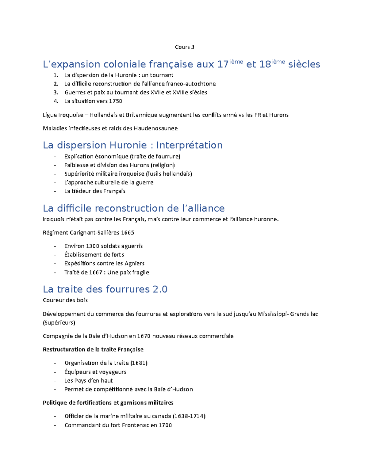 Cours 3 - Cours 3 L’expansion coloniale française aux 17ième et 18ième ...
