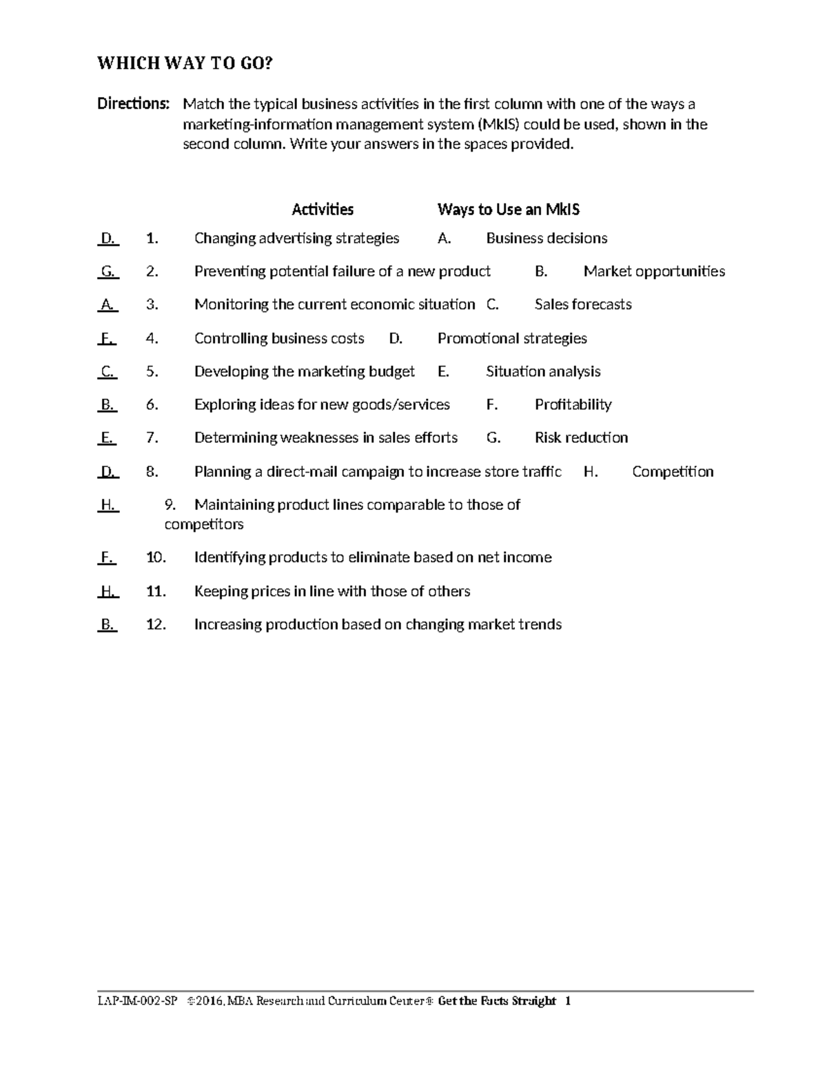 IM2Individual Activity 1 (2)-1 - WHICH WAY TO GO? Directions: Match the ...