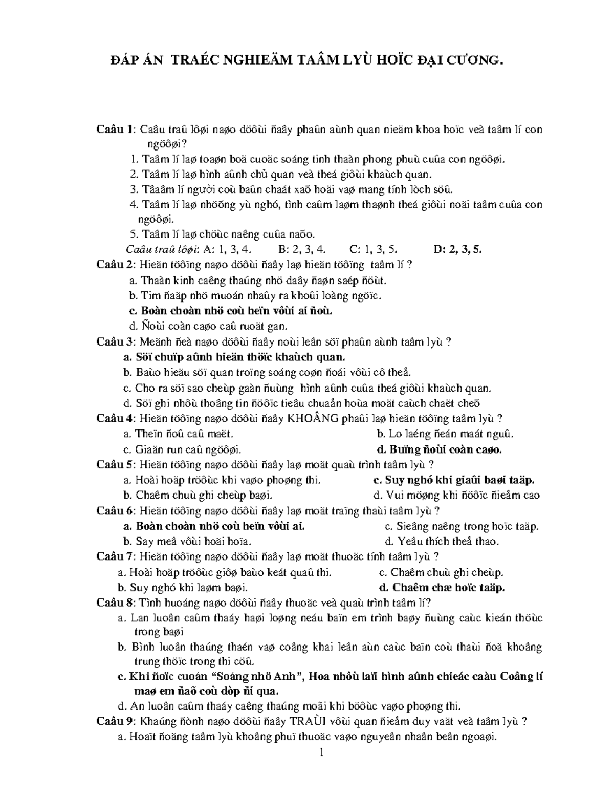 Solution Bo Trac Nghiem 198 Tam Ly Hoc Dai Cuong Co Dap An Hutech – eroppa