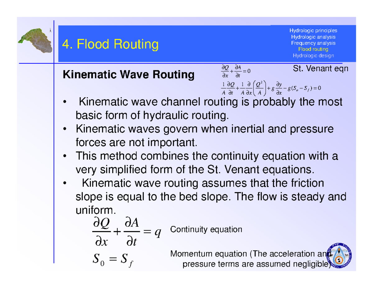 App Hyd Kinem Cunge - Rung Kutta method for hydro-logical flow analysis ...