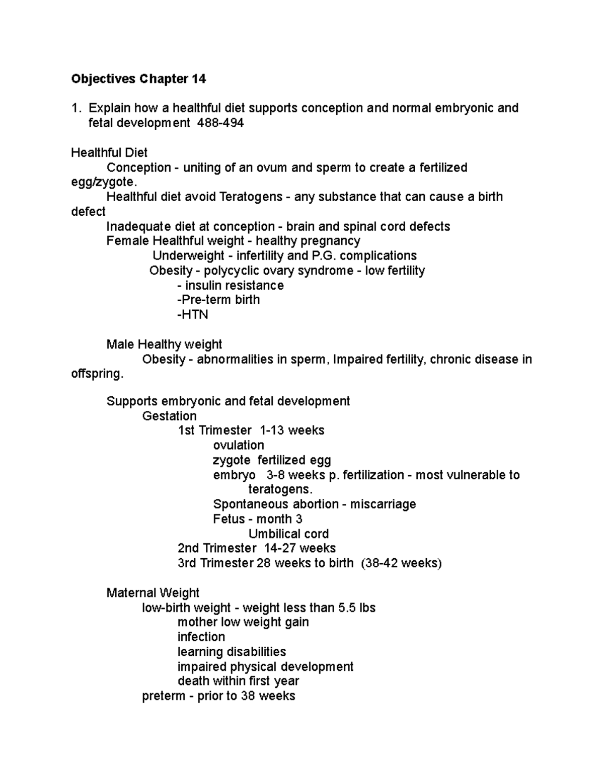 Objectives Chapter 14 - Nutrition notes - Objectives Chapter 14 Explain ...