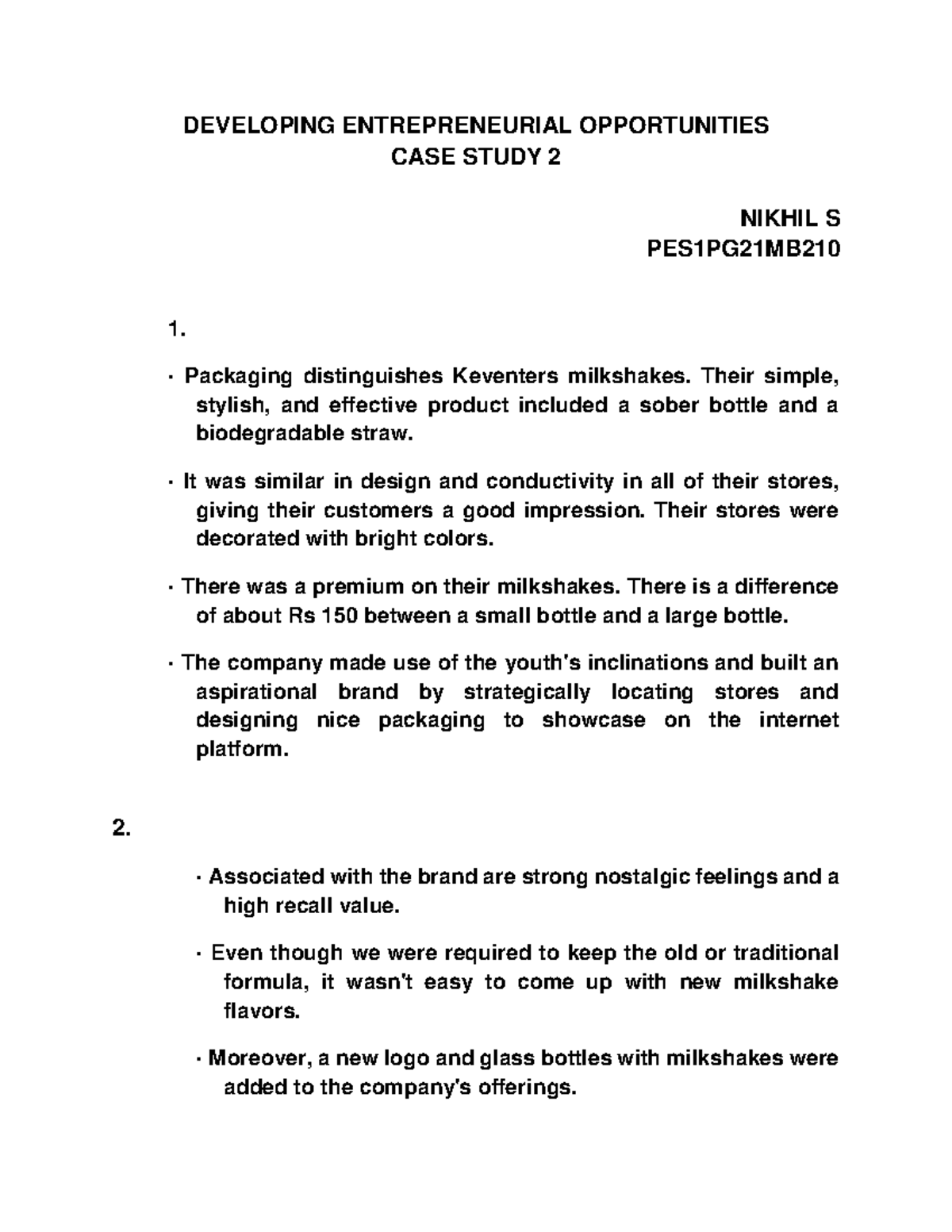 Nikhil DEO CS2 - PLZ - DEVELOPING ENTREPRENEURIAL OPPORTUNITIES CASE ...