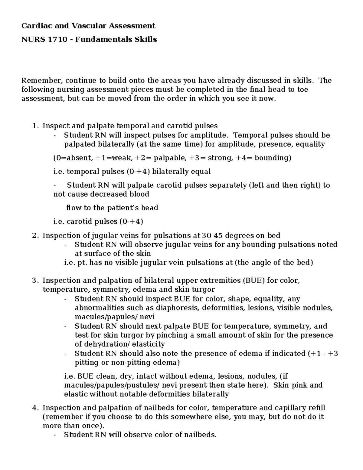 Cardiac and Vascular Assessment Master - Cardiac and Vascular ...