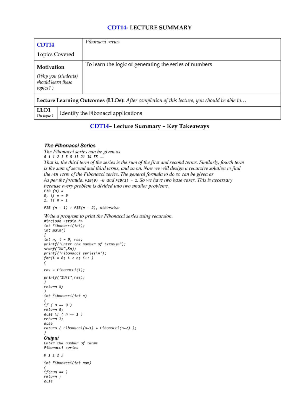 DS CDT14 Summary - DS Important Summaries - Data Structures using “C ...