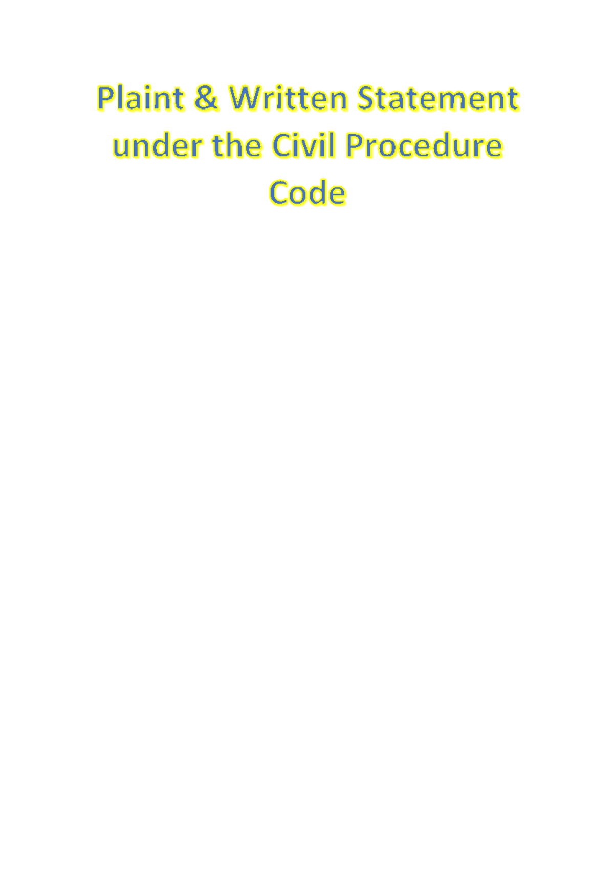 Plaint & Written Statement - contract law - Basic Format of Plaint in ...