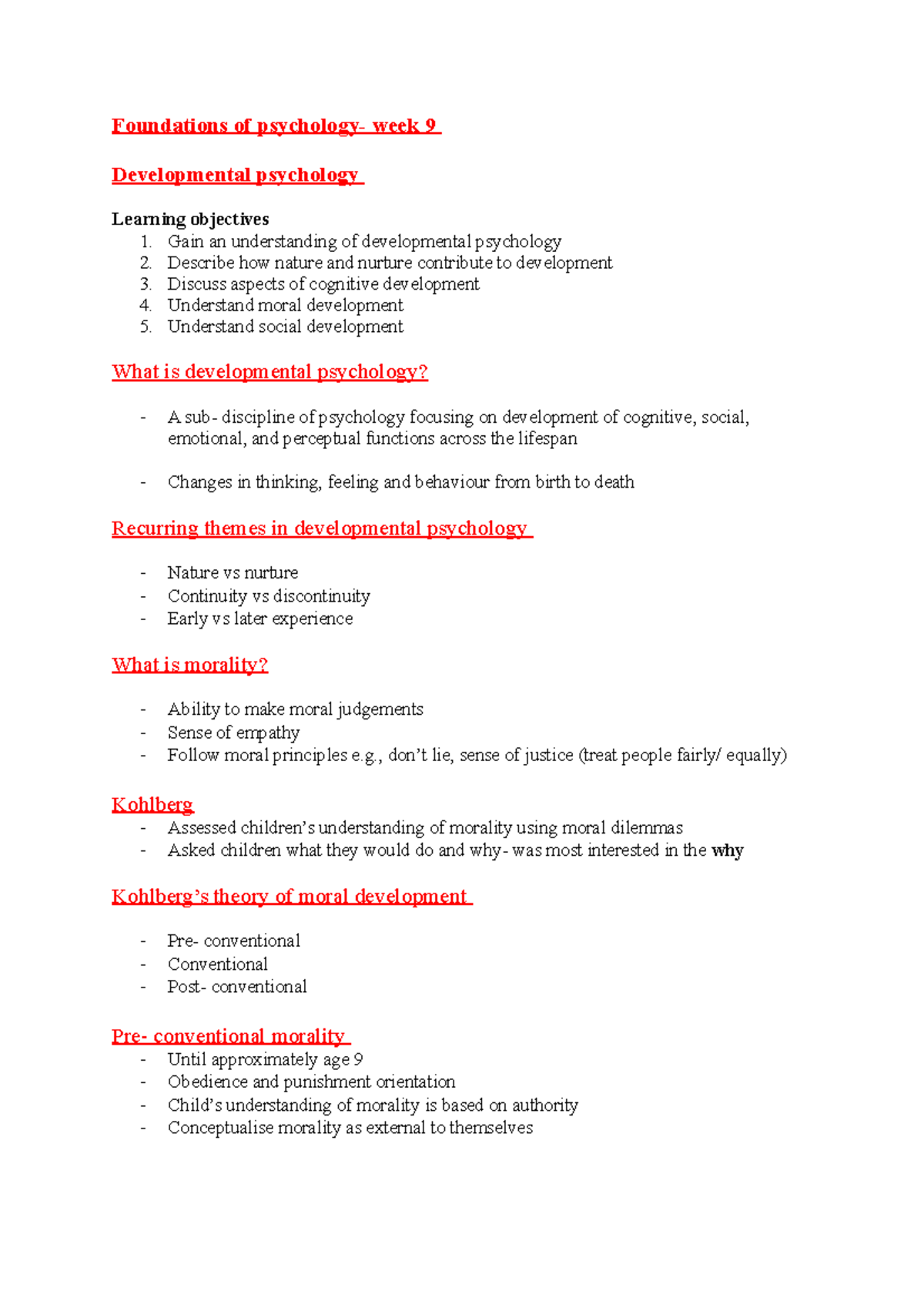 Foundations of psychology- week 9 - Gain an understanding of ...