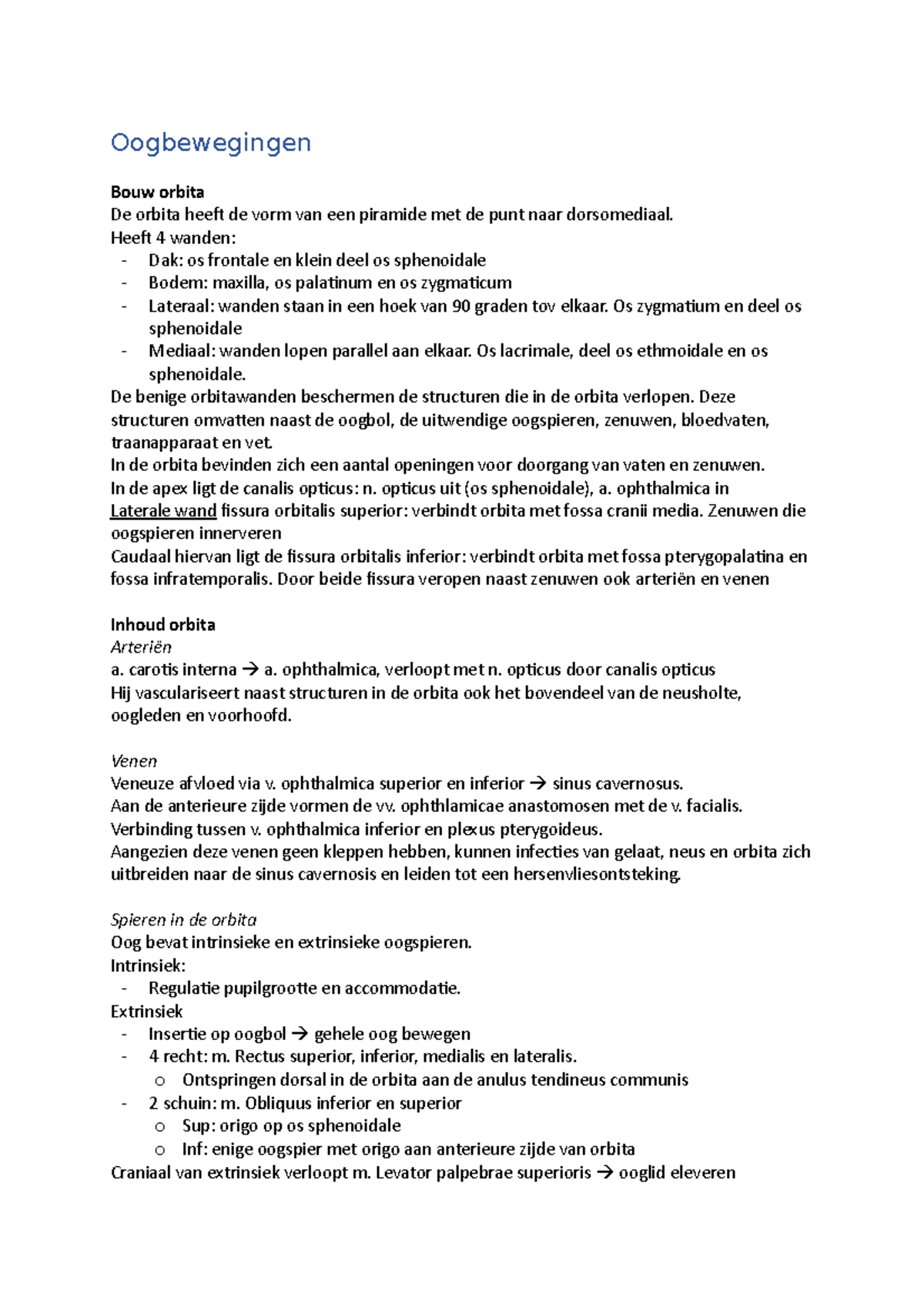 E-learning Oogbewegingen - Oogbewegingen Bouw orbita De orbita heet de ...