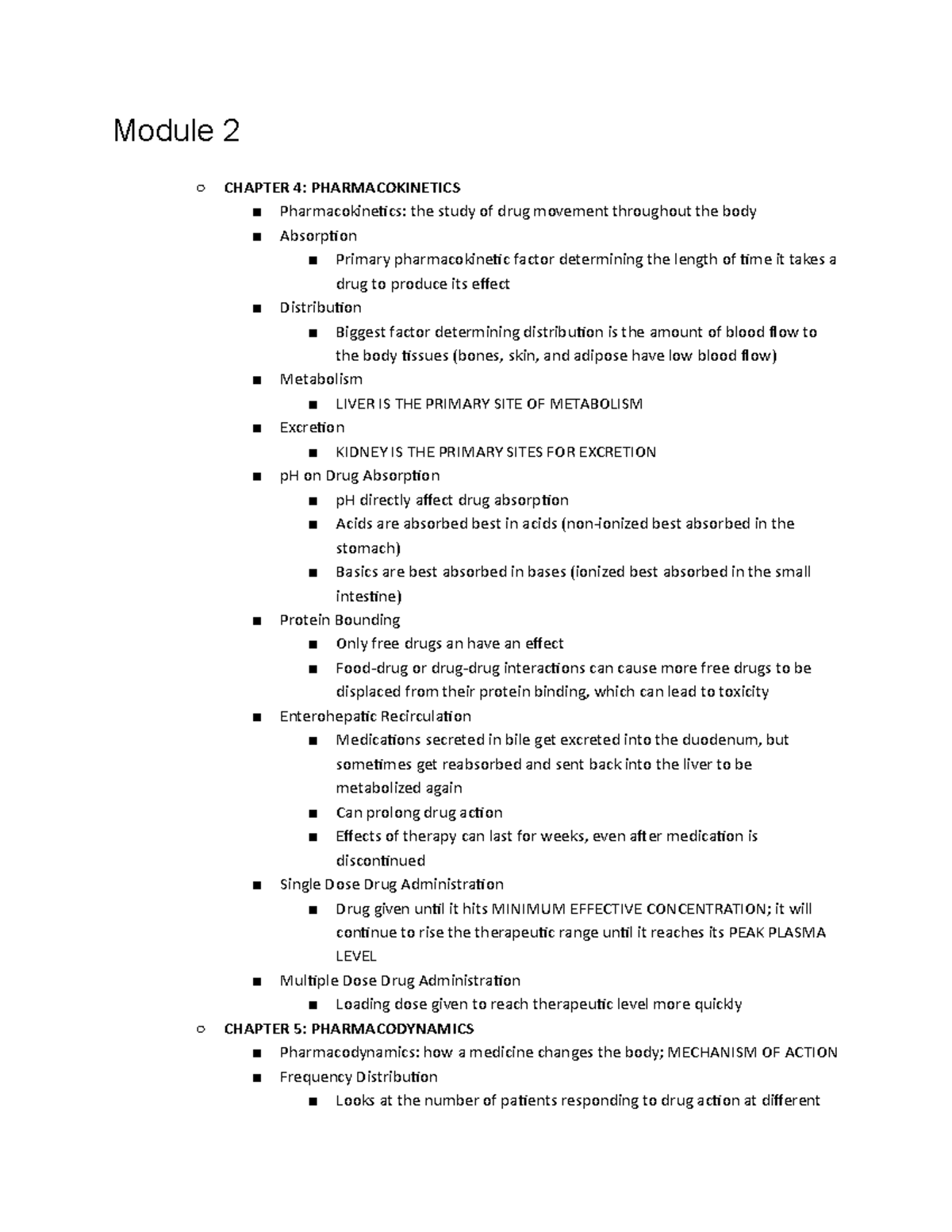 Module 2 Dr. Dillard - Module 2 CHAPTER 4: PHARMACOKINETICS ...