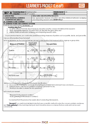 Q4 Math 10 Week 3 - module only - W Learning Area Mathematics Grade Level 10 Quarter Fourth Date ...