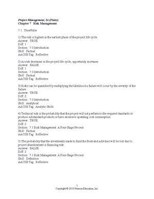 Test bank chapter 8 - test bank - Project Management: Achieving ...