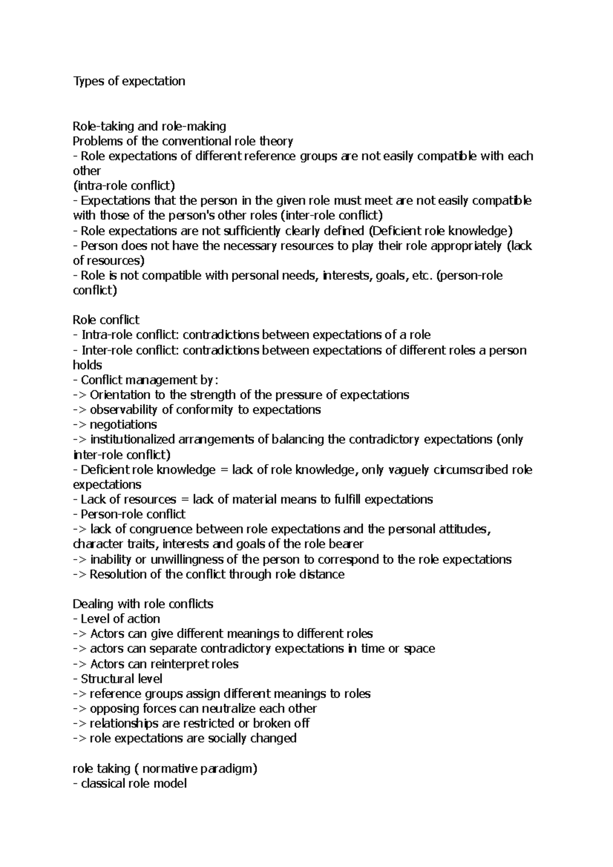 Types of expectation - Forms of capital - Types of expectation Role ...