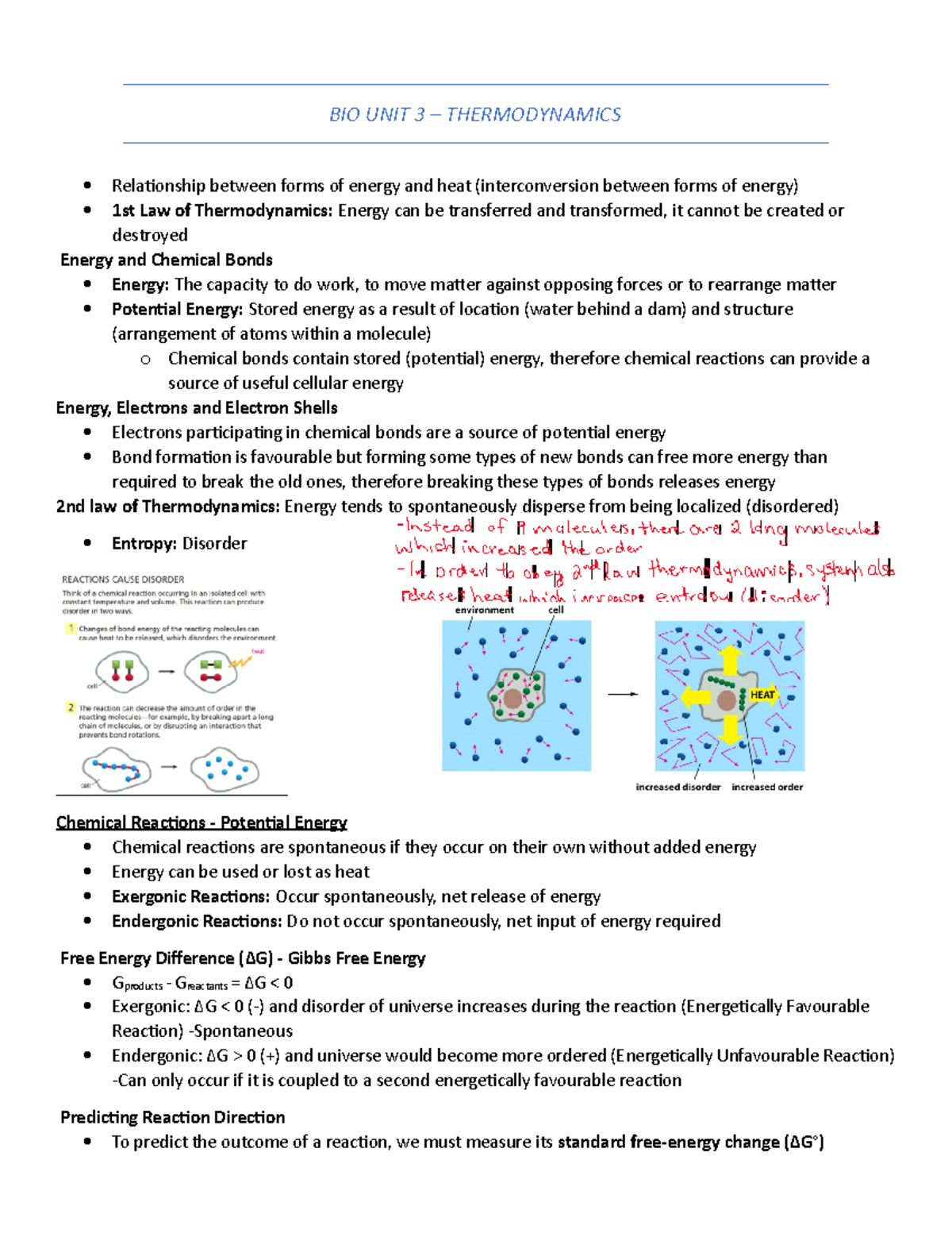 Bio Unit 3 - Lecture notes 4 - BIO UNIT 3 – THERMODYNAMICS Relationship ...