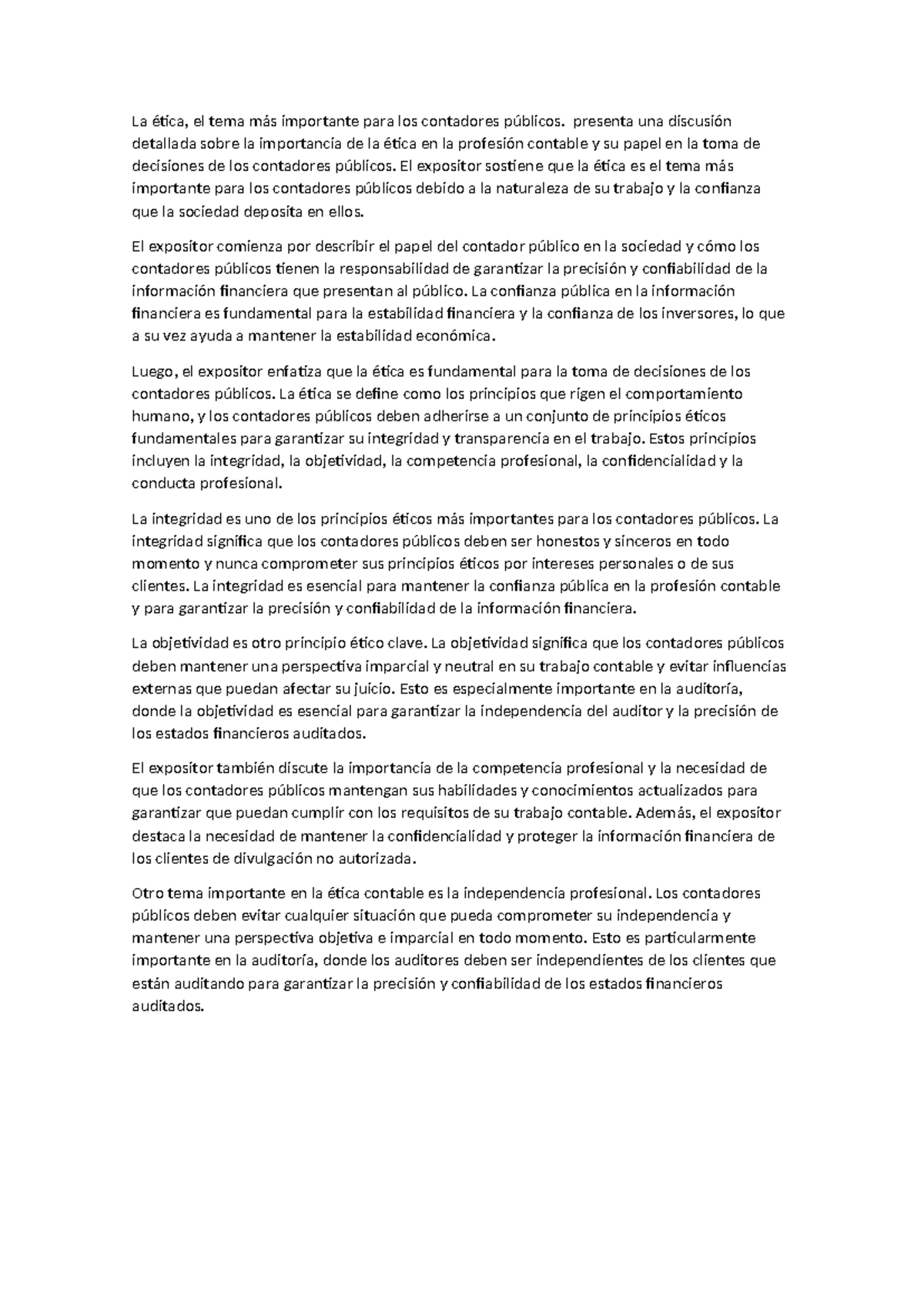 Resumen - Mamamamamam - La ética, el tema más importante para los ...