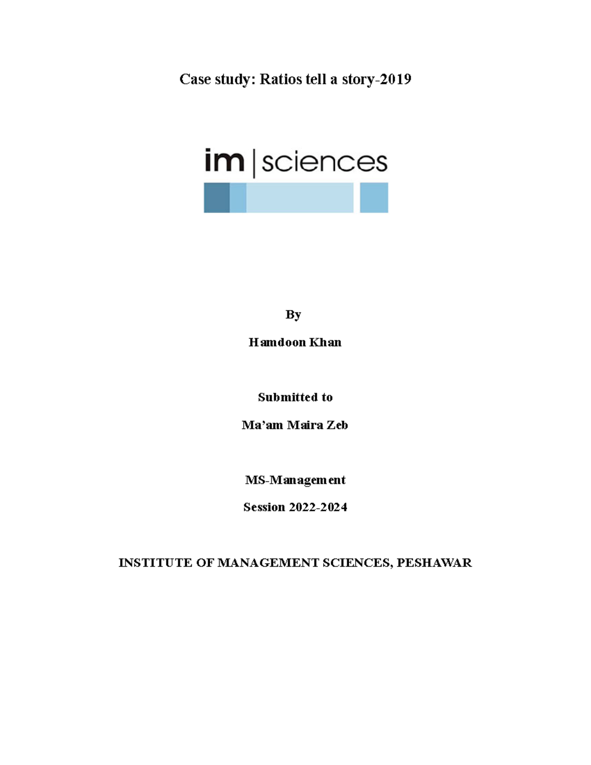 Hamdoon, ratio tell a story-2019 - Corporate Finance - IMSciences - Studocu