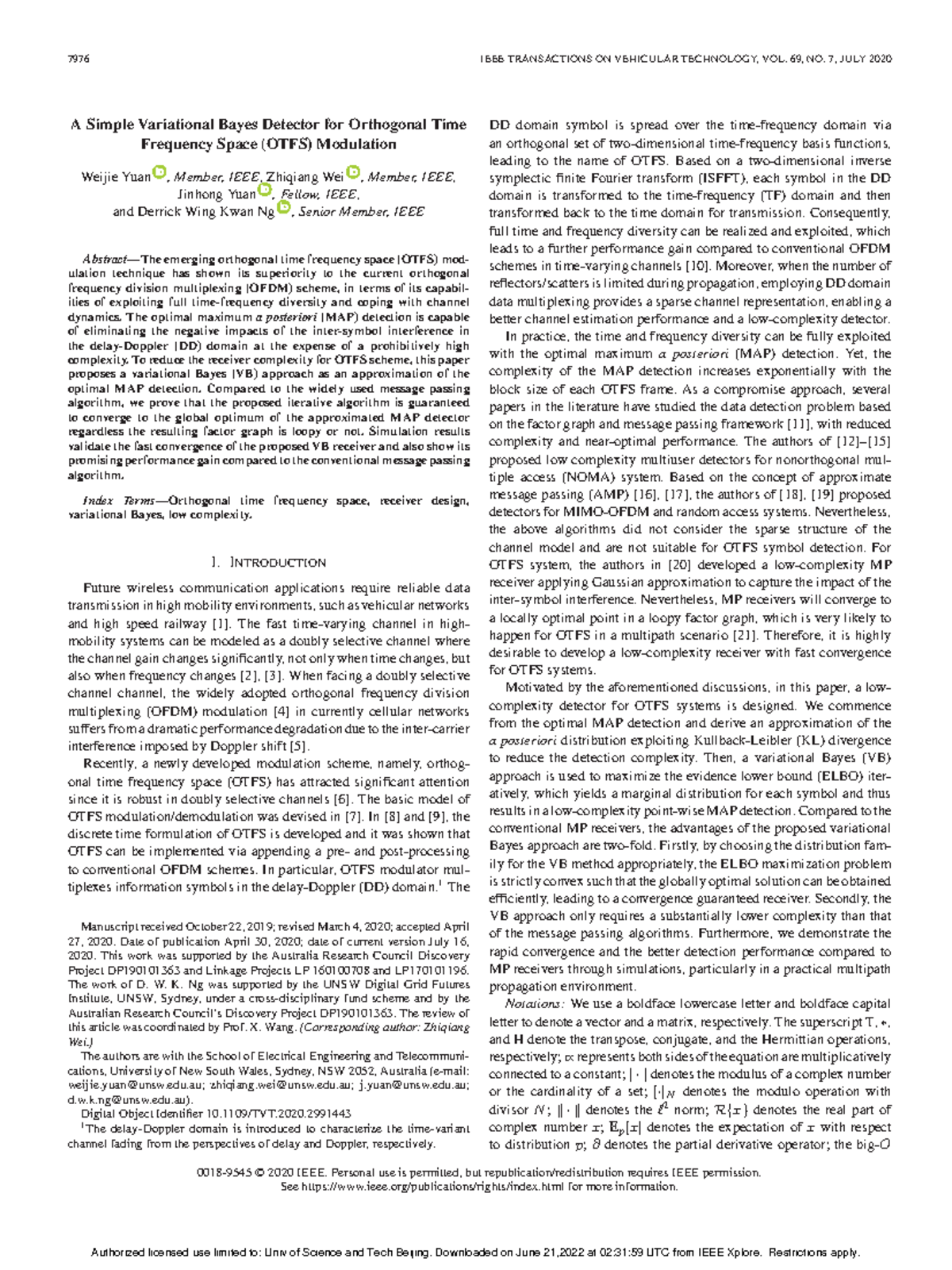 A Simple Variational Bayes Detector For Orthogonal Time Frequency Space