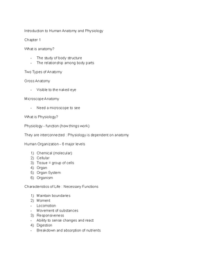 Anatomy 1 Lecture Notes - INTRODUCTION TO BASIC HUMAN ANATOMY LESSON 1 ...
