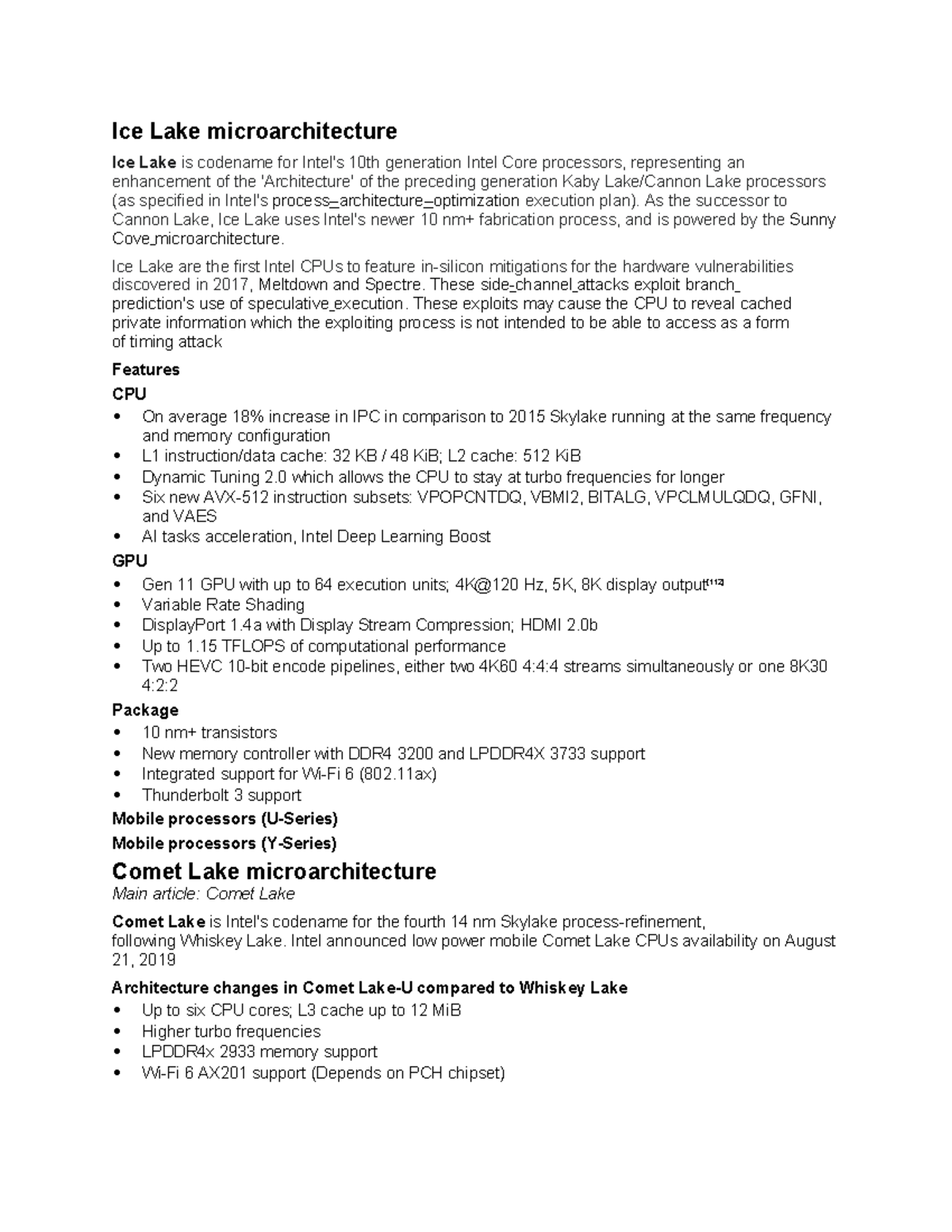 IT 10 CORE Assignment - Notes - Ice Lake microarchitecture Ice Lake is ...