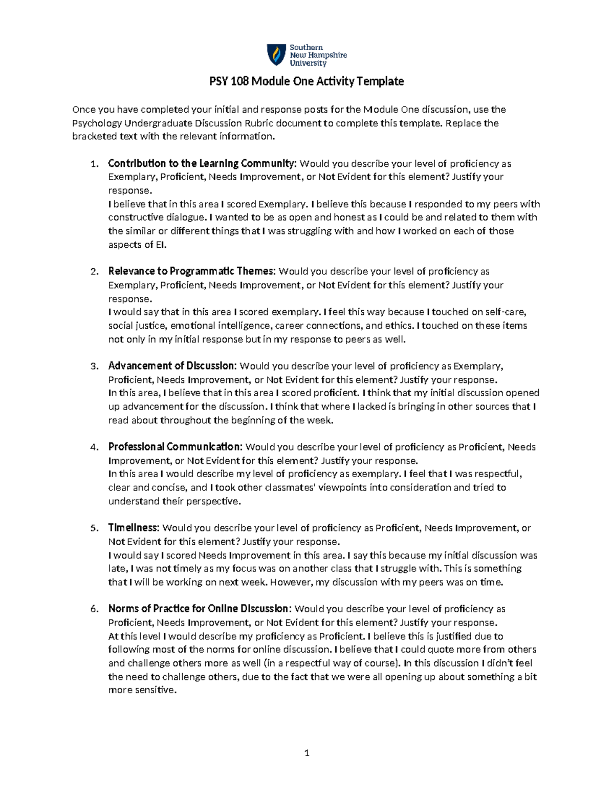 PSY 108 Module One Activity Template - PSY 108 Module One Activity ...