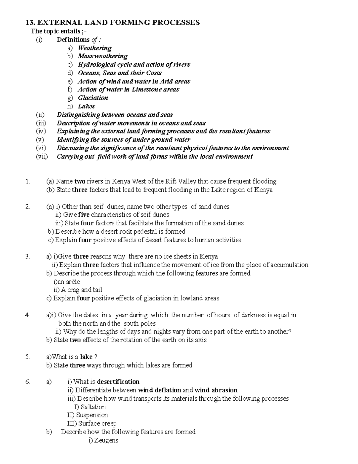 External LAND Forming Processes Q - 13. EXTERNAL LAND FORMING PROCESSES ...