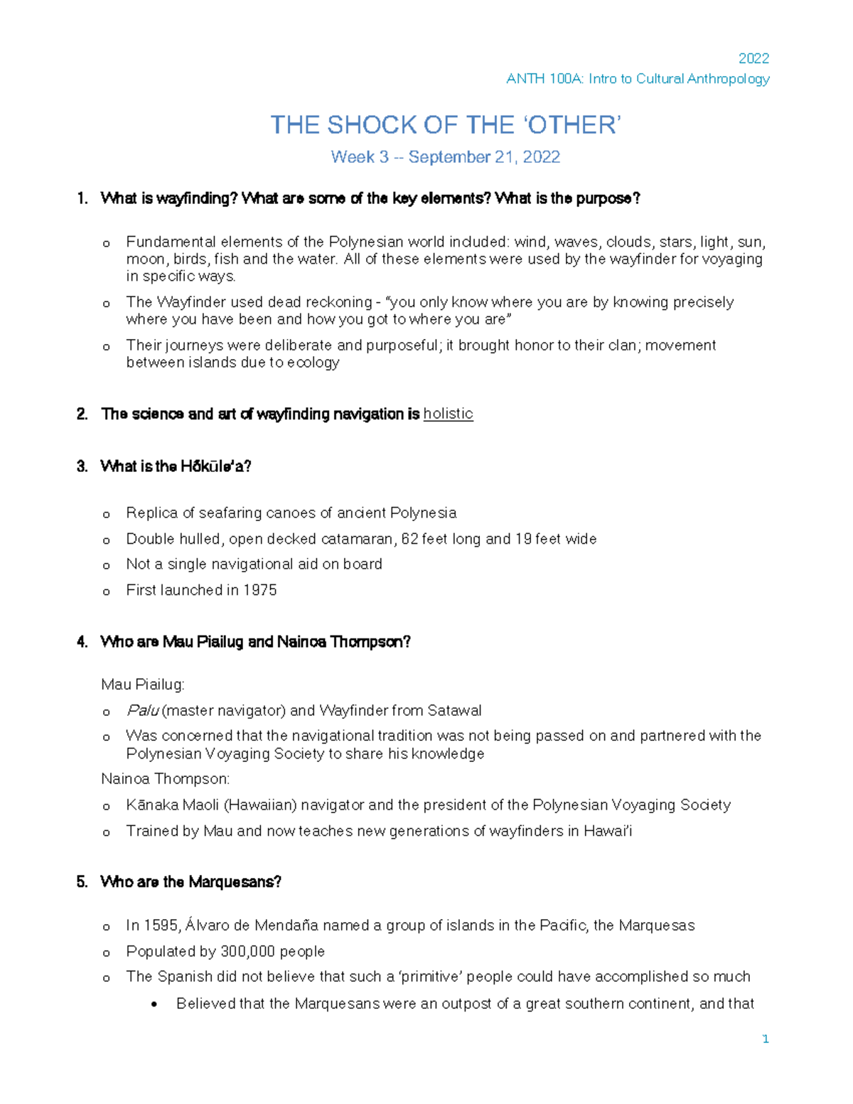 Worksheet Keywords Week 3 - 2022 ANTH 100A: Intro to Cultural ...